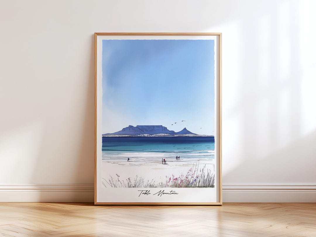 Cape Town Table Mountain Print, Cape Town Travel Poster Wall Art, Cape ...