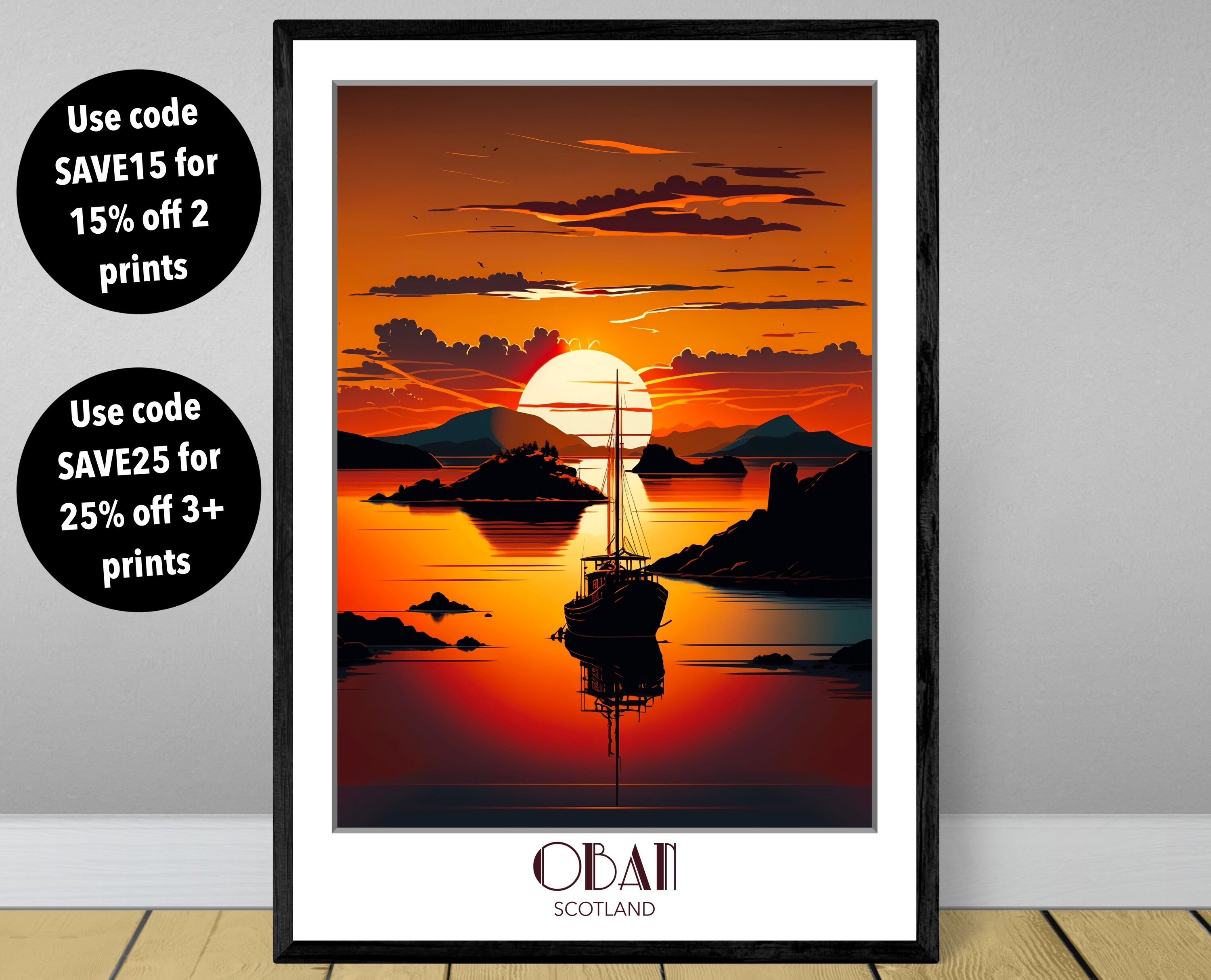 Oban Scotland Travel Poster Art Print Oban Travel Poster - Etsy UK