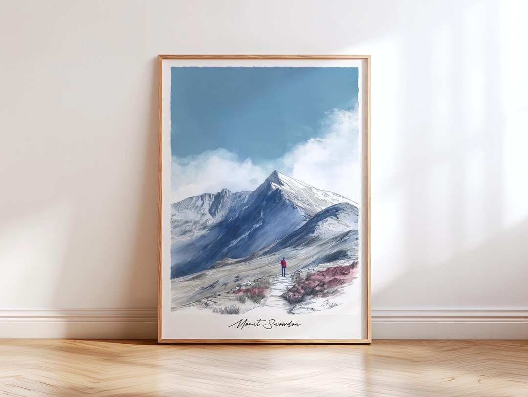 Mount Snowdon Wales Print, Mount Snowdon Travel Poster Wall Art, Wales ...