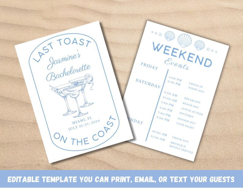 Last Toast on the Coast Bachelorette Invitation and Itinerary, 30A ...