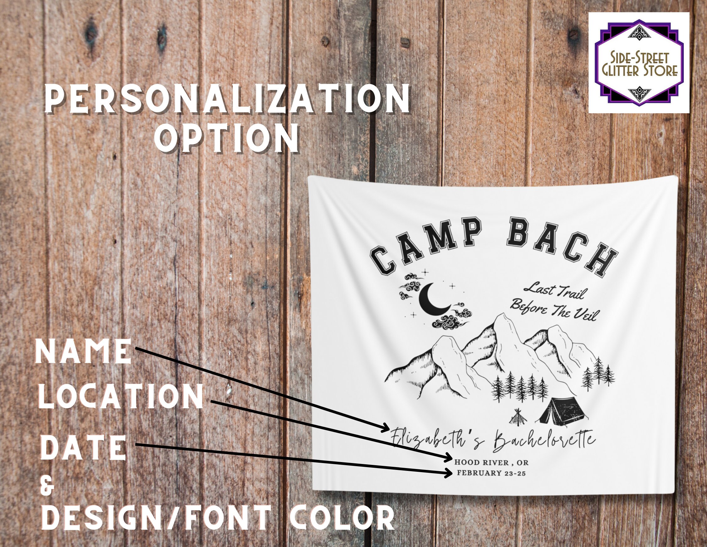 Camp Bach Flag, Custom Camp Bachelorette Banner, Camping Bachelorette ...