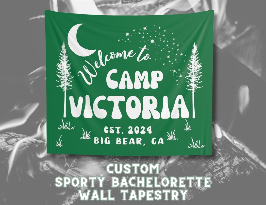 Camp Bachelorette Flag, Camp Bach Banner, Custom Camp Banner, Cabin ...