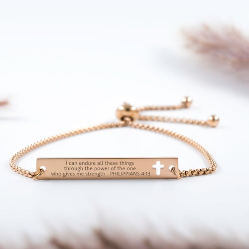 Custom Bible Verse Cross Cutout Bracelet Custom Scripture - Etsy