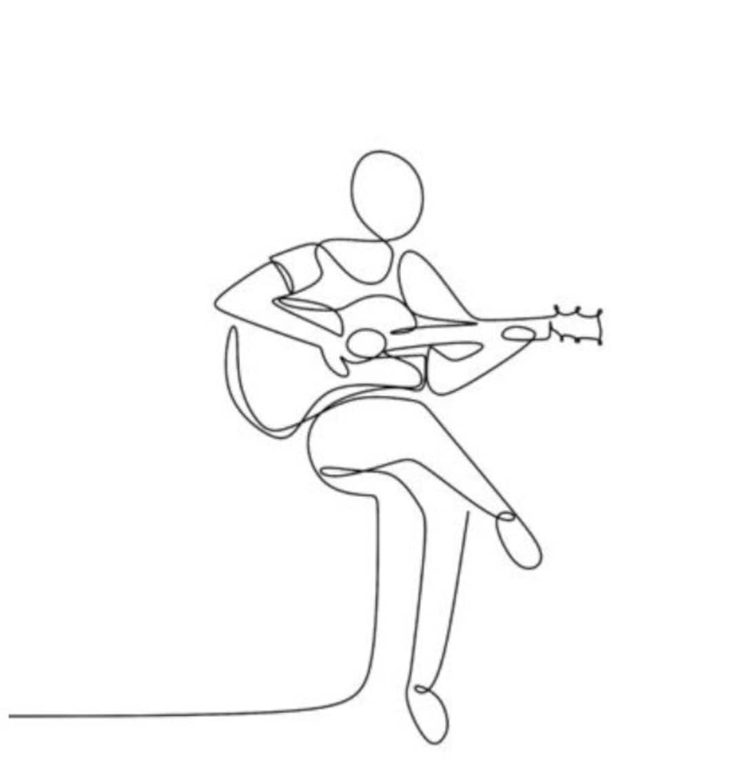 Person Sing a Song With Guitar Continuous One Line Art Drawing ...