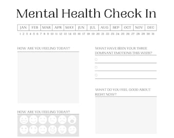 Mental Health Check in Sheet - Etsy