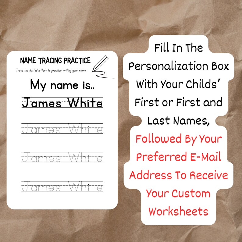 Custom Name Tracing and Writing Sheet, Personalized Name Trace ...