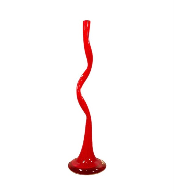 Makora Hand Blown Red Curvy Glass Vase - Etsy
