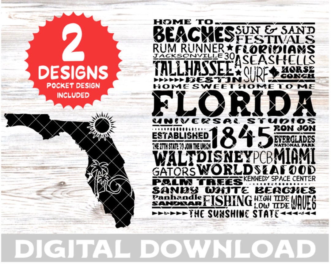Florida Word Art | Beach | Vacation | Digital Download | PNG | Poster ...
