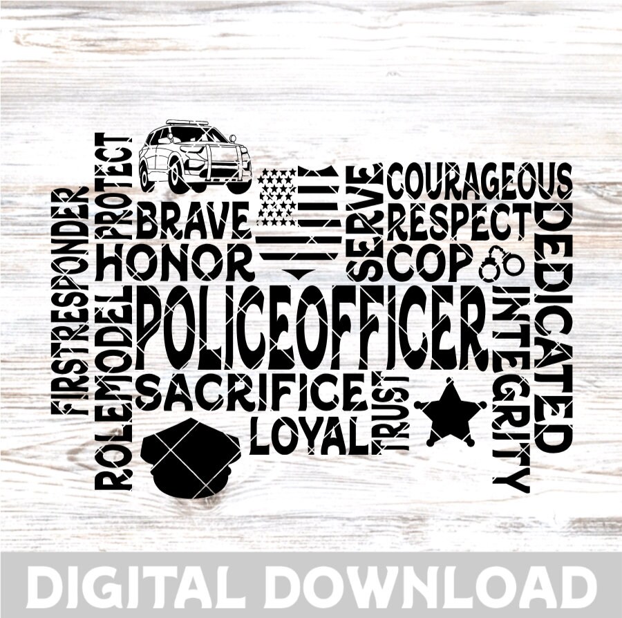 Police Officer Collage Word Art | Law Enforcement Gifts | Back the Blue ...