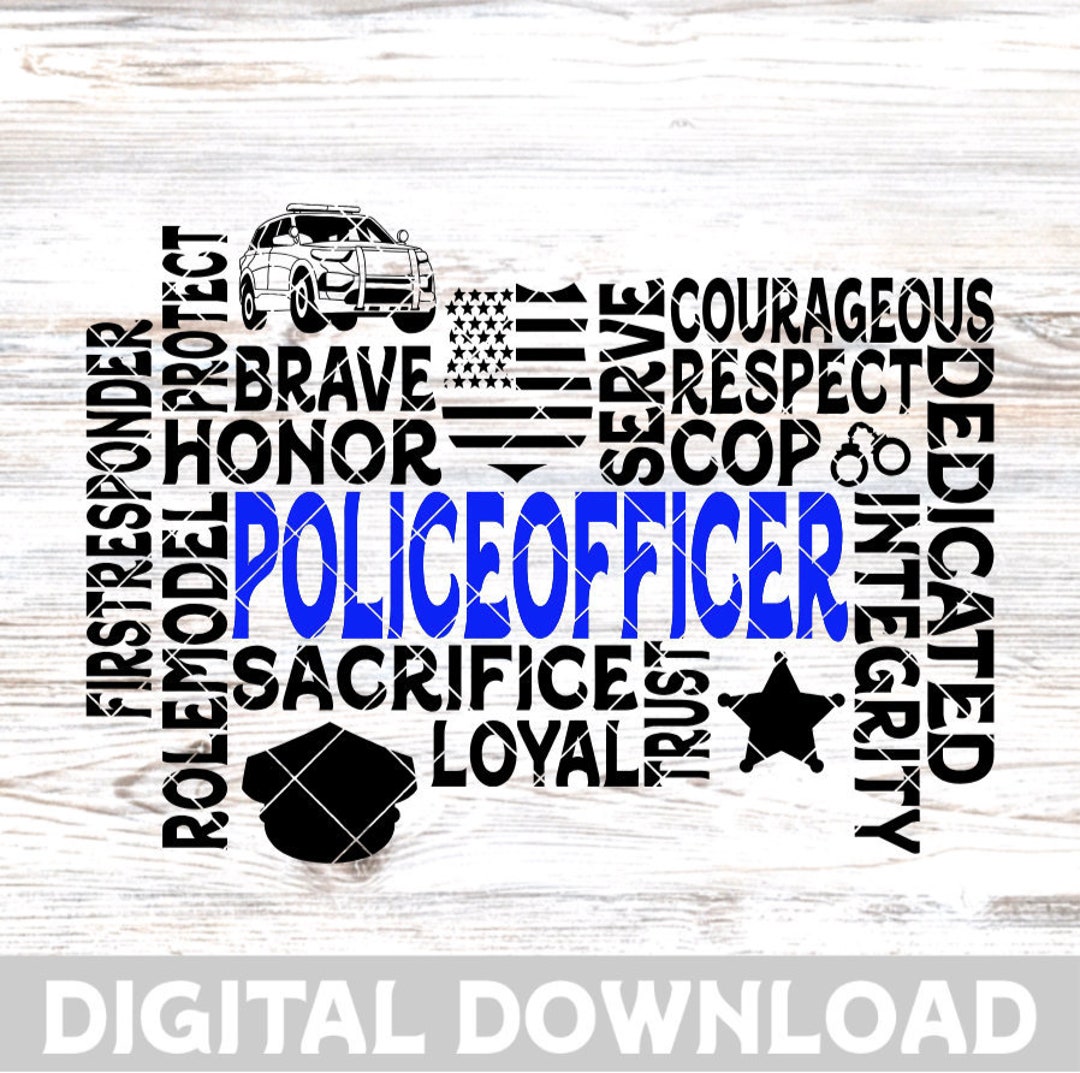 Police Officer Collage Word Art | Law Enforcement Gifts | Back the Blue ...