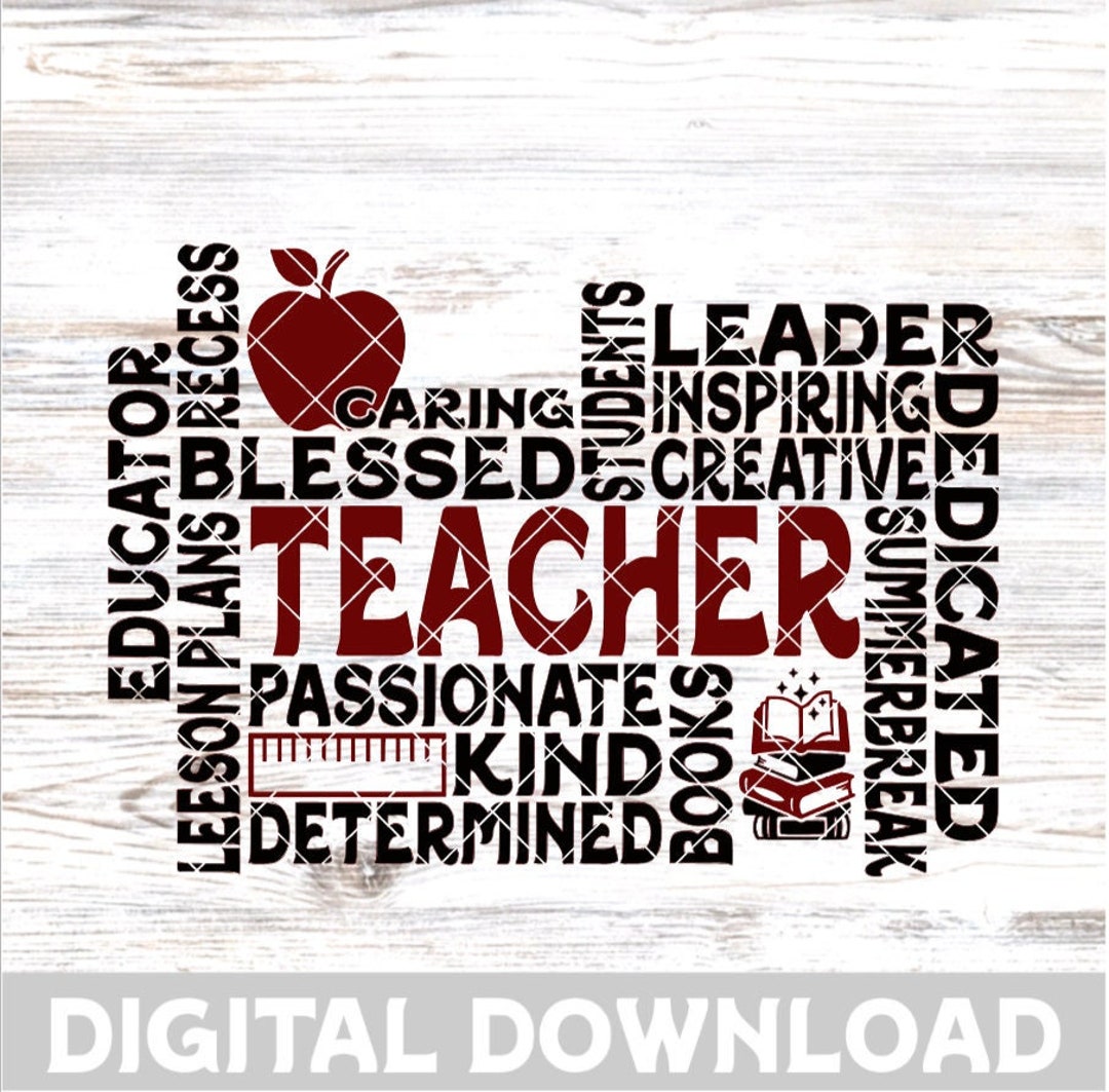 Teacher Appreciation Word Art - Collage Design SVG PNG (digital ...
