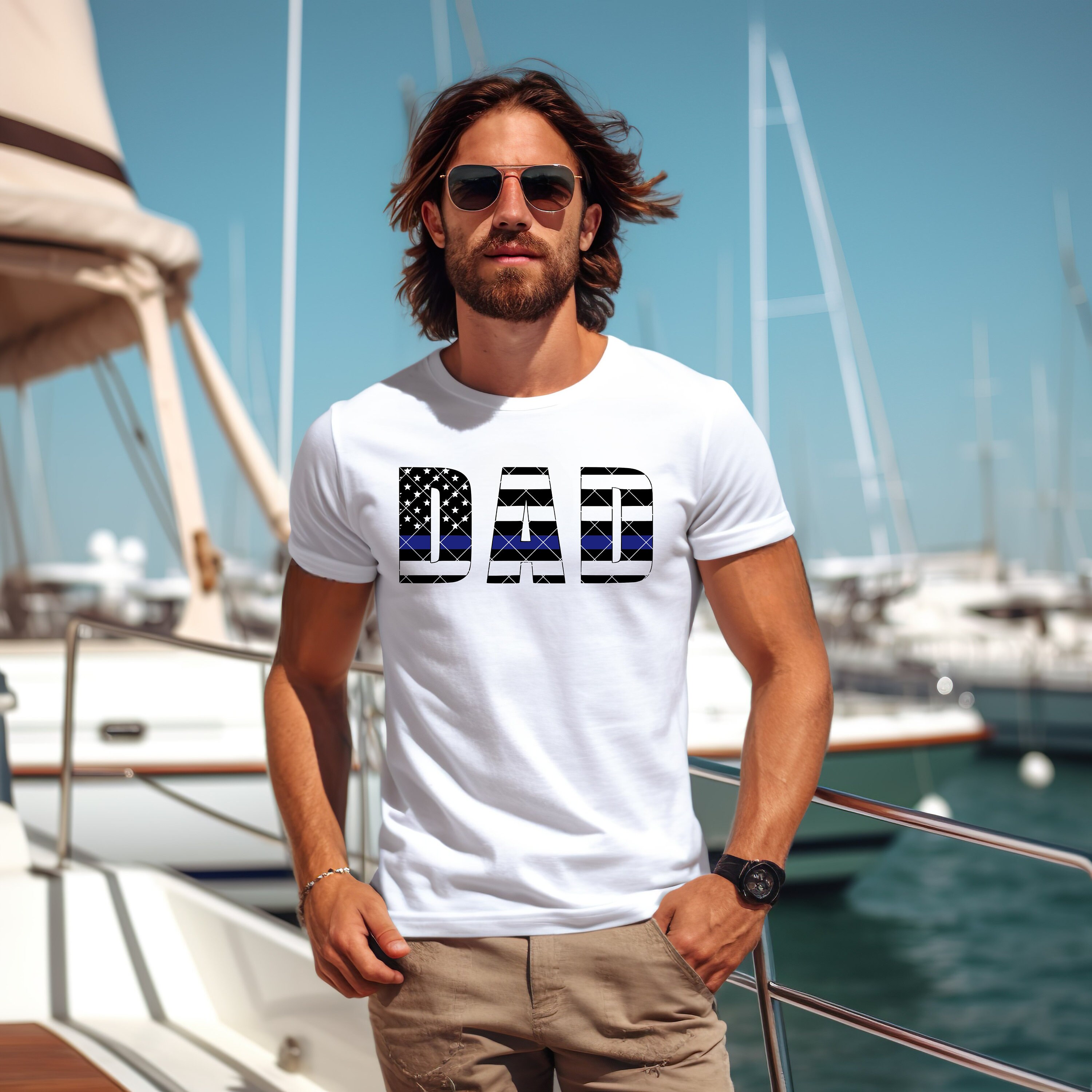 Thin Blue Line Dad SVG: Police Father's Day Shirt Design (digital ...