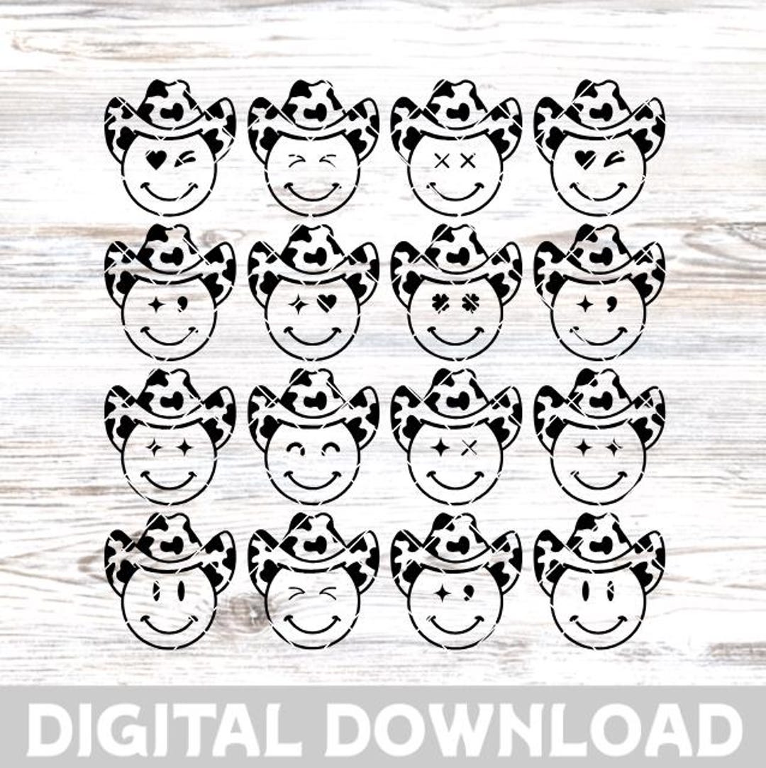 Cow Print Cowboy Smiley Face PNG: Western Emoji (digital Download) - Etsy