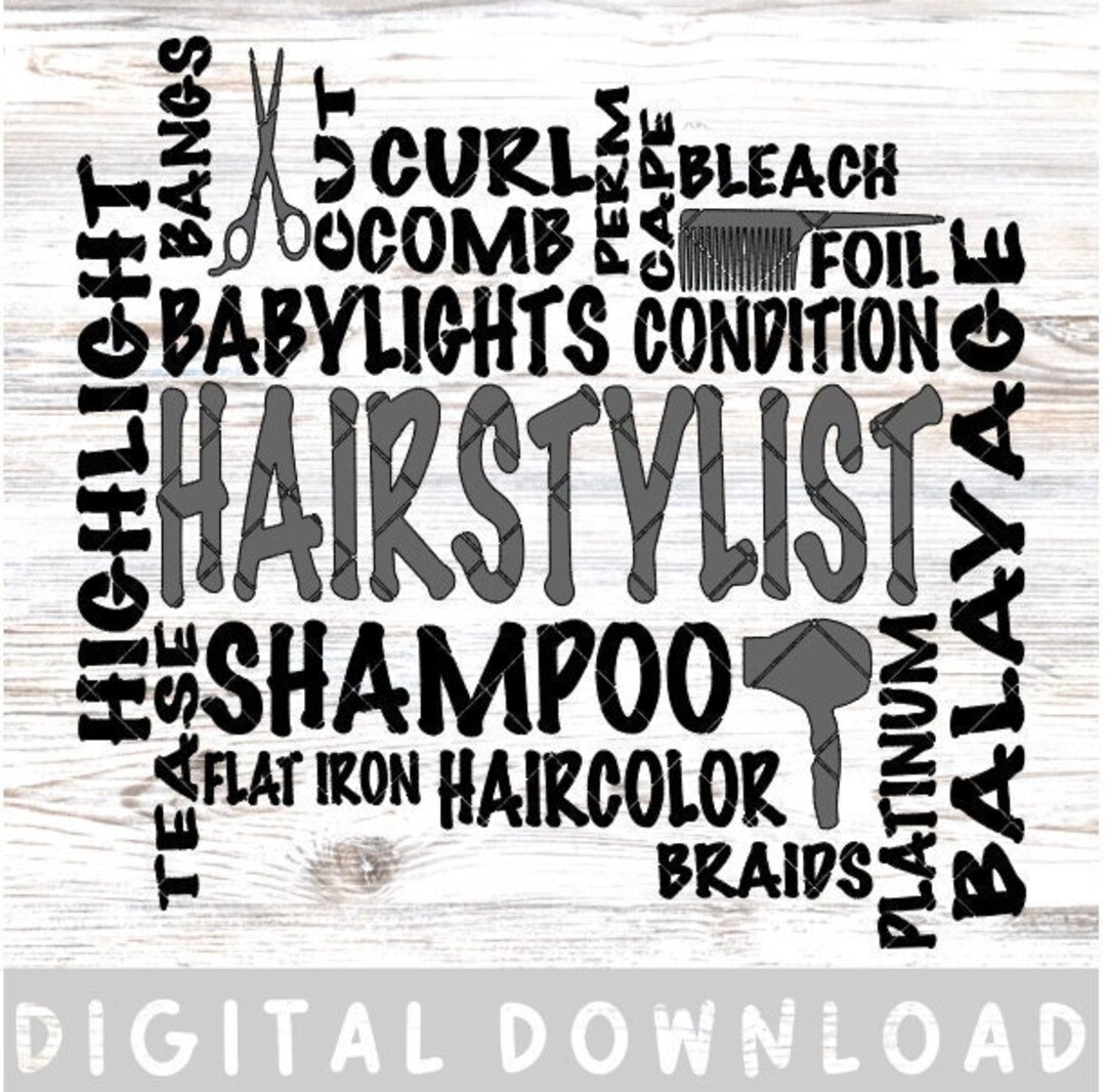 Hairstylist Word Art Hairdresser Digital Download Cut - Etsy