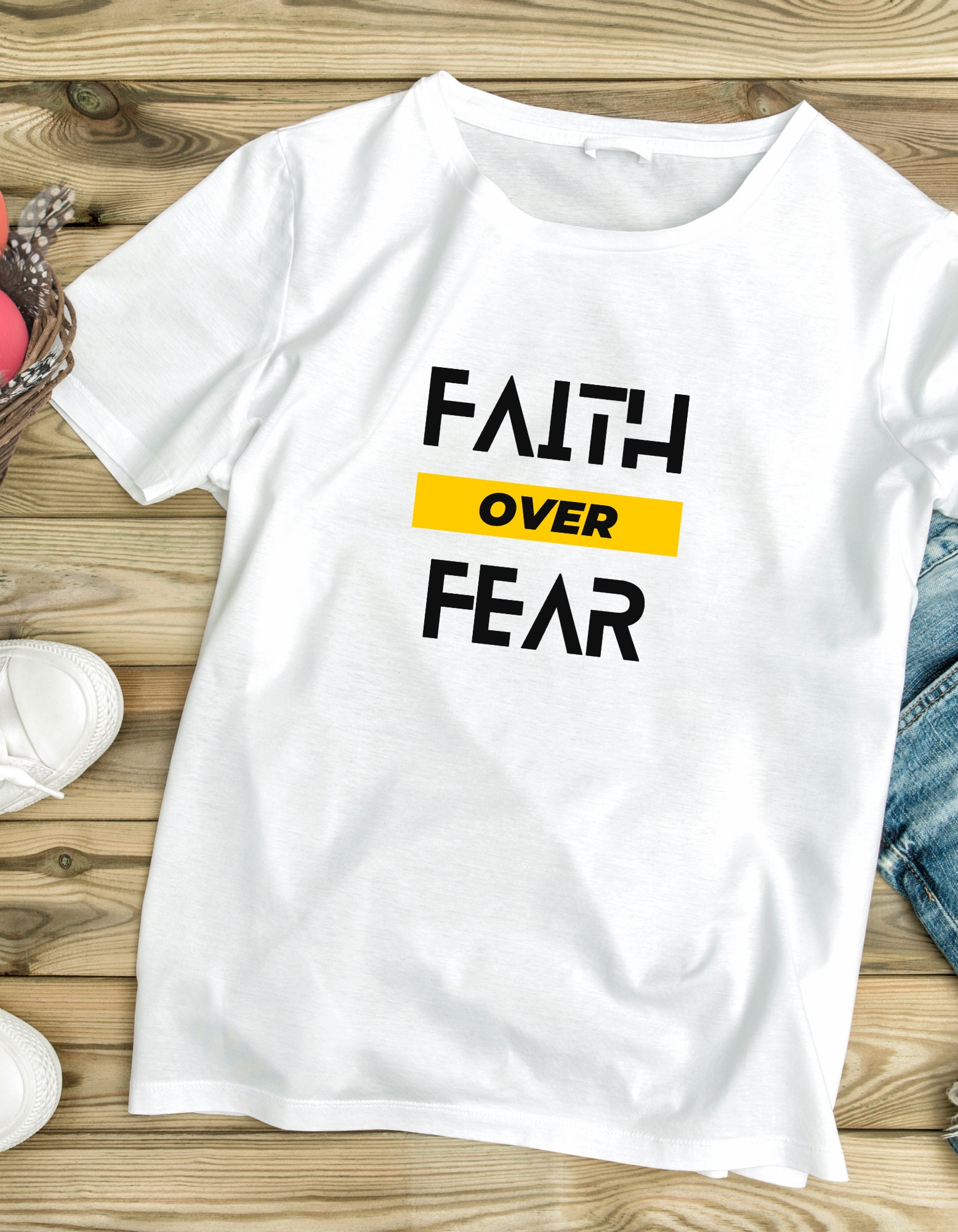 Faith Over Fear Printable Logo Design for Mugs and Shirts, Editable T ...