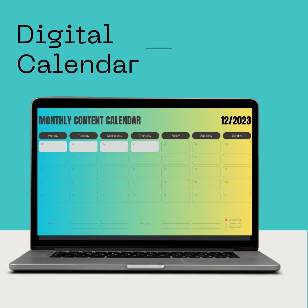 Monthly Social Media Content Calendar, Colorful Calendar, Printable ...