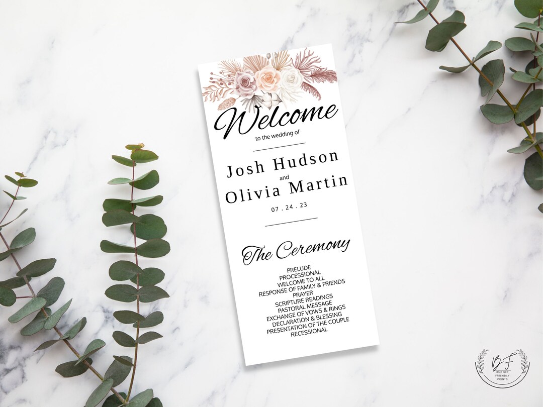 Wedding Program Template Download Wedding Program Template - Etsy