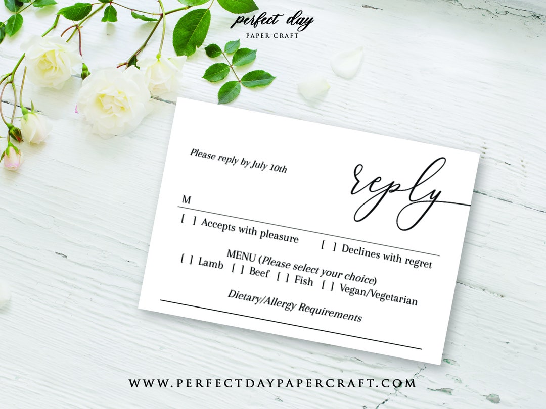 Wedding Template - Instant Download , Modern RSVP Card – Editable ...