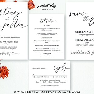 Wedding Template - Instant Download , Modern Invitation Set – Editable ...