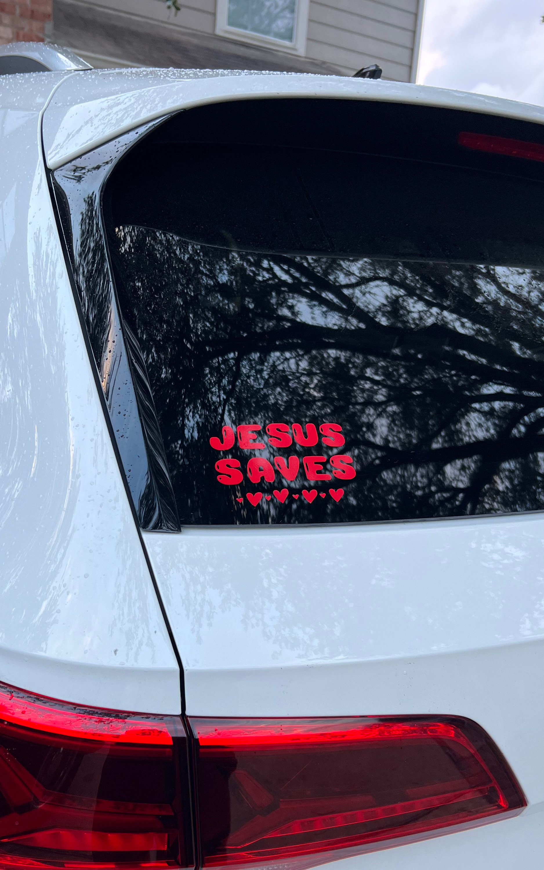 Jesus Saves Car Decal - Christian Car Decal - Red Waterproof Car Decal ...