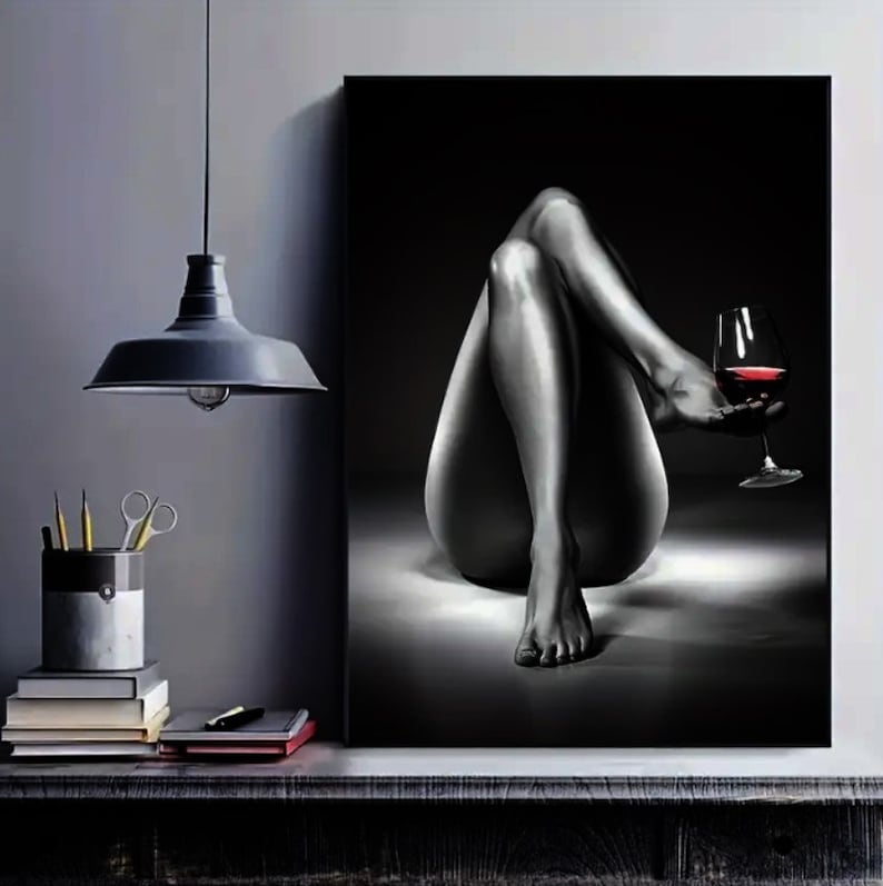 Digital Print Sexy Wine Lady Etsy