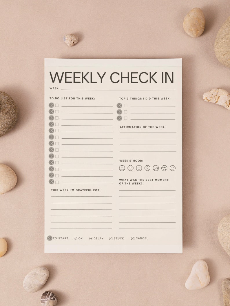 DIGITAL DOWNLOAD Weekly Check-in Journal Worksheet: A Weekly - Etsy