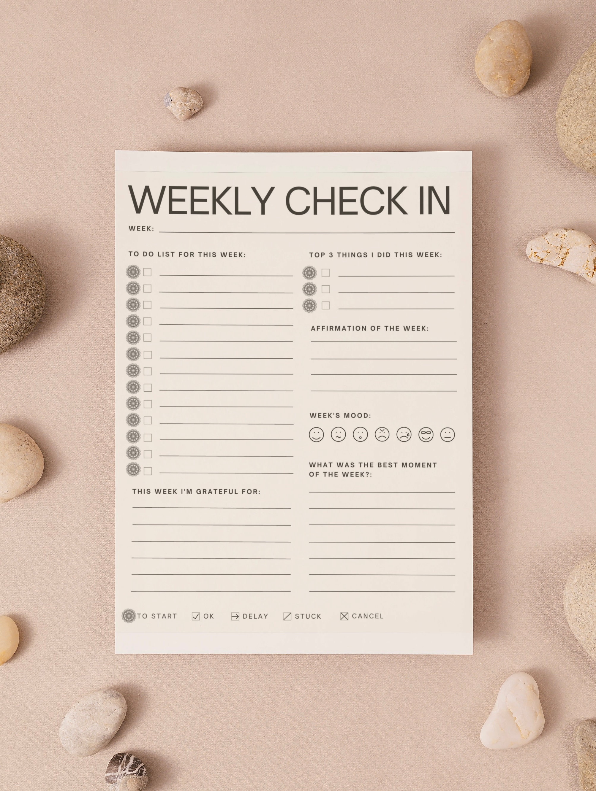 DIGITAL DOWNLOAD Weekly Check-in Journal Worksheet: A Weekly - Etsy