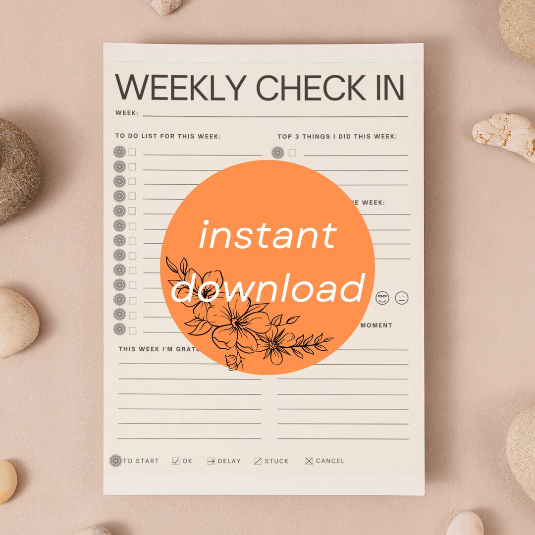 DIGITAL DOWNLOAD Weekly Check-in Journal Worksheet: A Weekly - Etsy