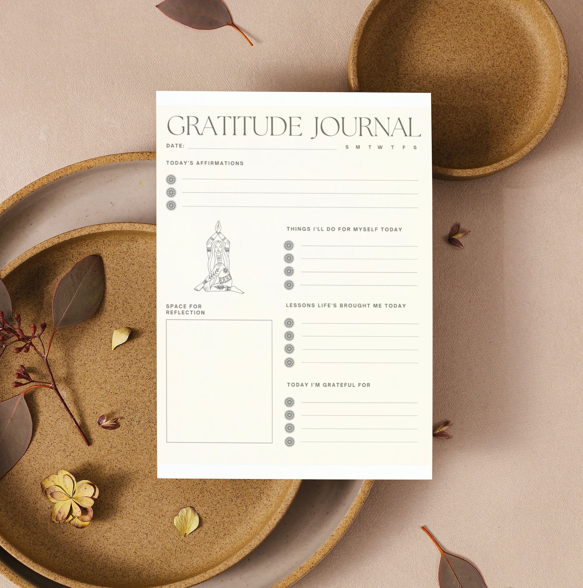 DIGITAL DOWNLOAD Gratitude Journal Worksheet: A Daily Mindfulness ...