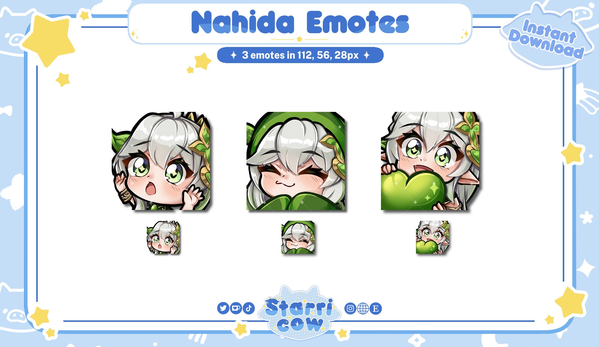 Genshin Impact Nahida Emote Set for Twitch/discord/youtube Kawaii Cute ...