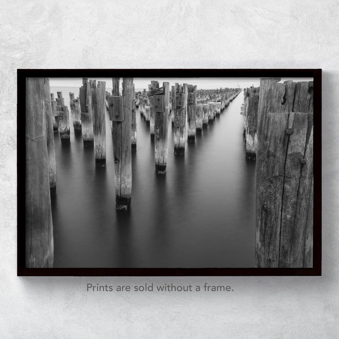 Old Pier Pylons, Black and White Photo, Wall Art Print, Fine Art ...