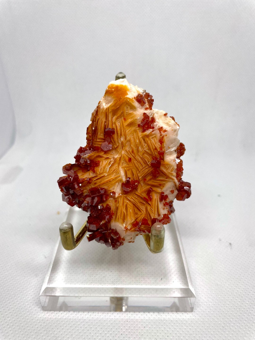 Rare Red Gem Vanadinite on Barite Crystal Cluster Red Druzy Mixed ...