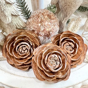 Set of 3 Pine Cone Flowers, Rustic Farmhouse Decor - Etsy