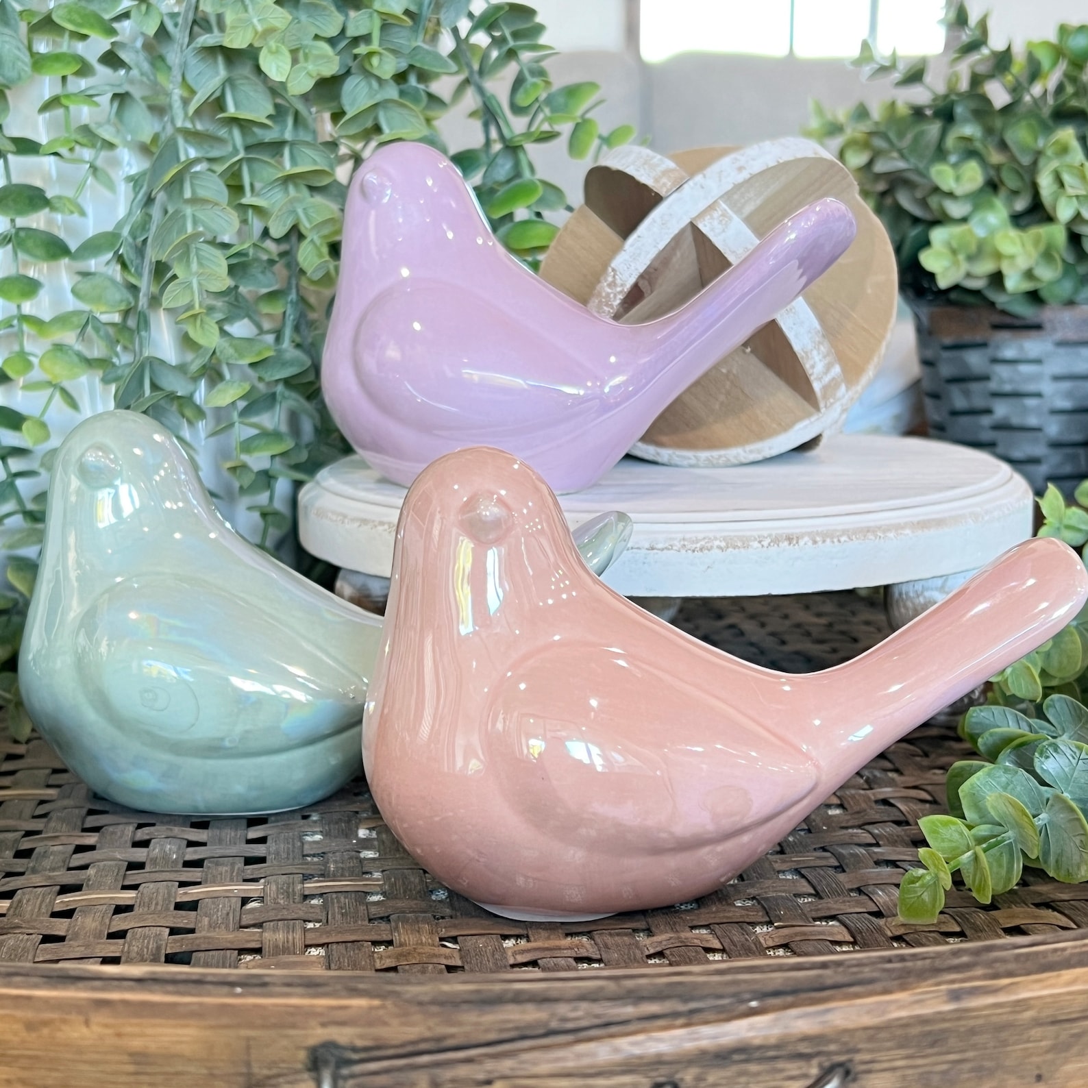 Set of 3 Ceramic Birds, Shiny Ceramic Birds, Bird Decor, Spring Decor ...