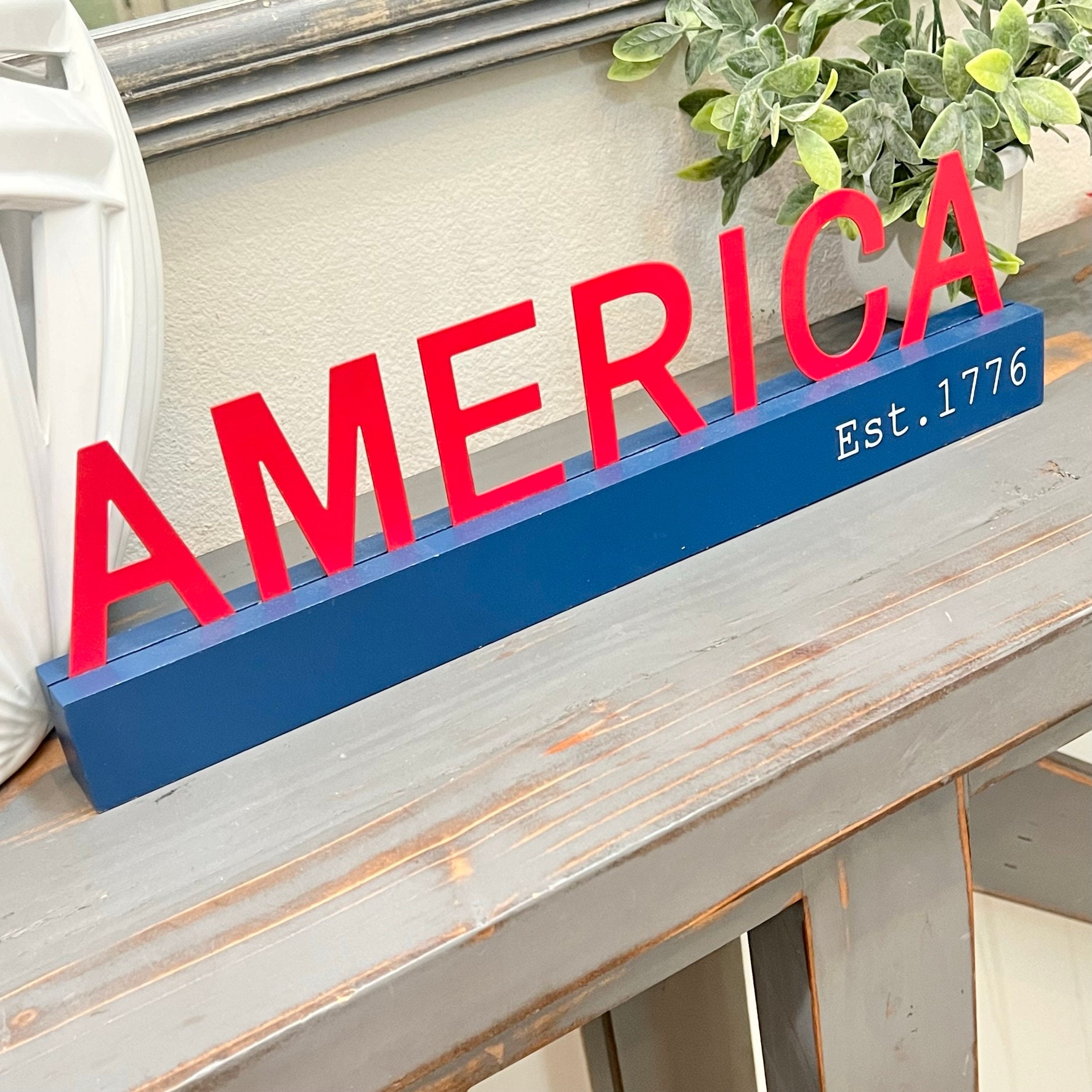 Americana Decor, American Sign, Patriotic Decor, Wooden America Sign ...