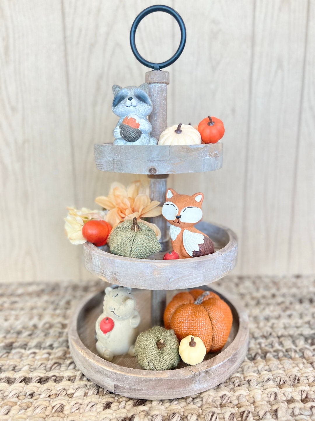 Fall Tiered Tray Decor - Woodland Animal Decor - Shelf Sitters - Etsy