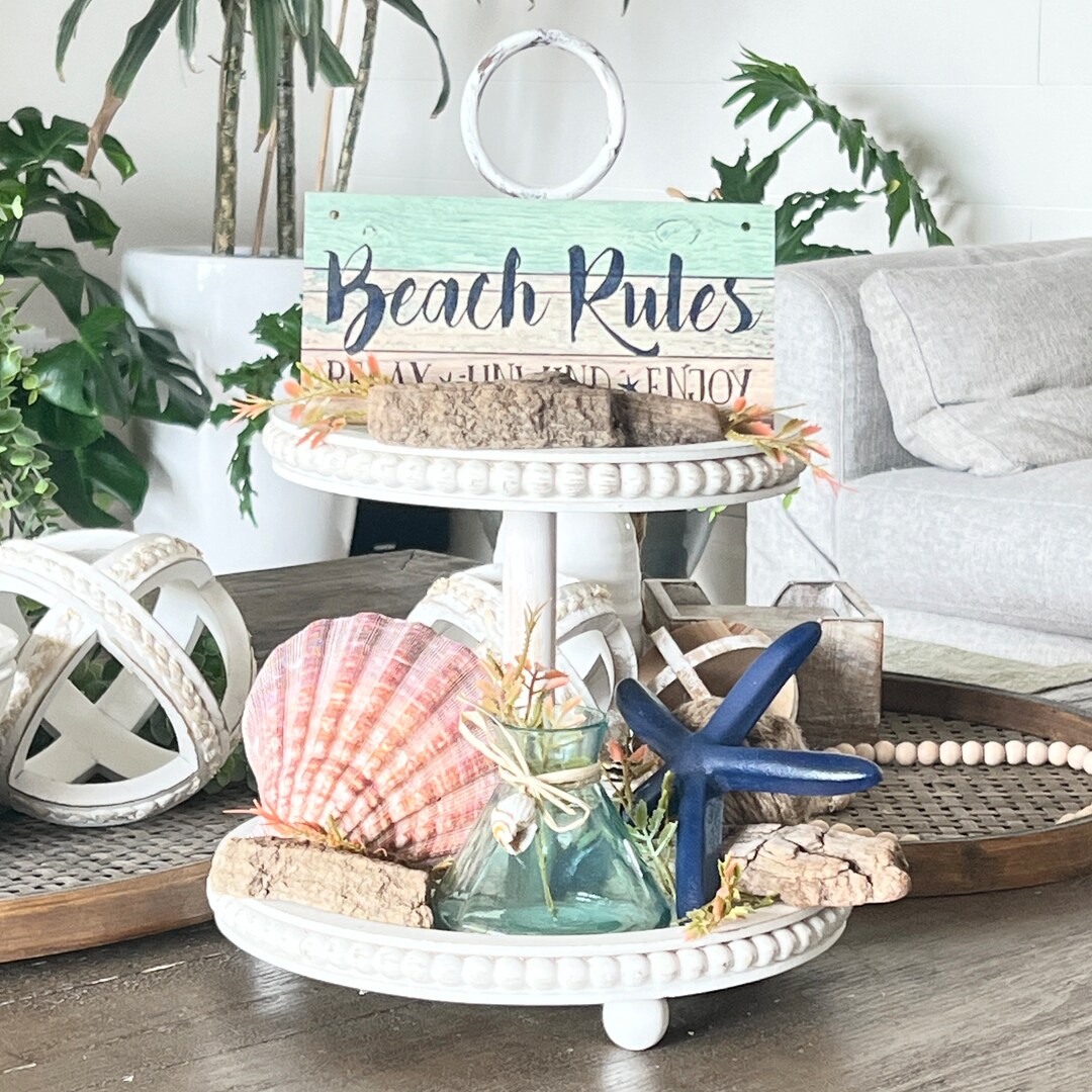 Beach Tier Tray Decor, Starfish Tray Decor, Ocean Decor, Beach Decor ...