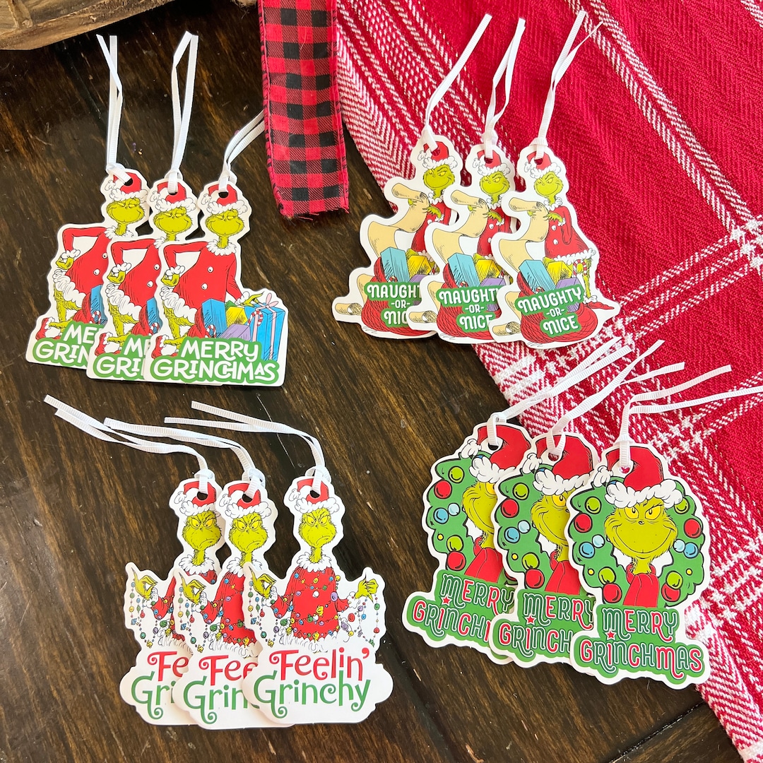 Grinch Gift Tags, Grinch Tags, Set of 12, Grinch Christmas Wrapping ...