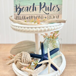 Beach Tier Tray Decor, Starfish Tray Decor, Ocean Decor, Beach Decor ...