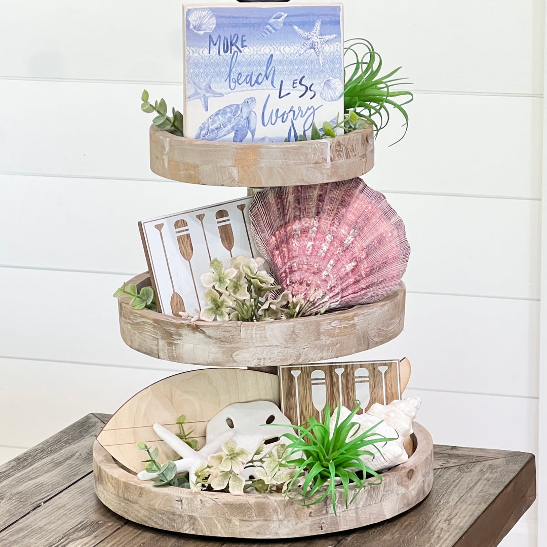 Beach Tier Tray Decor, Starfish Tray Decor, Ocean Decor, Beach Decor ...