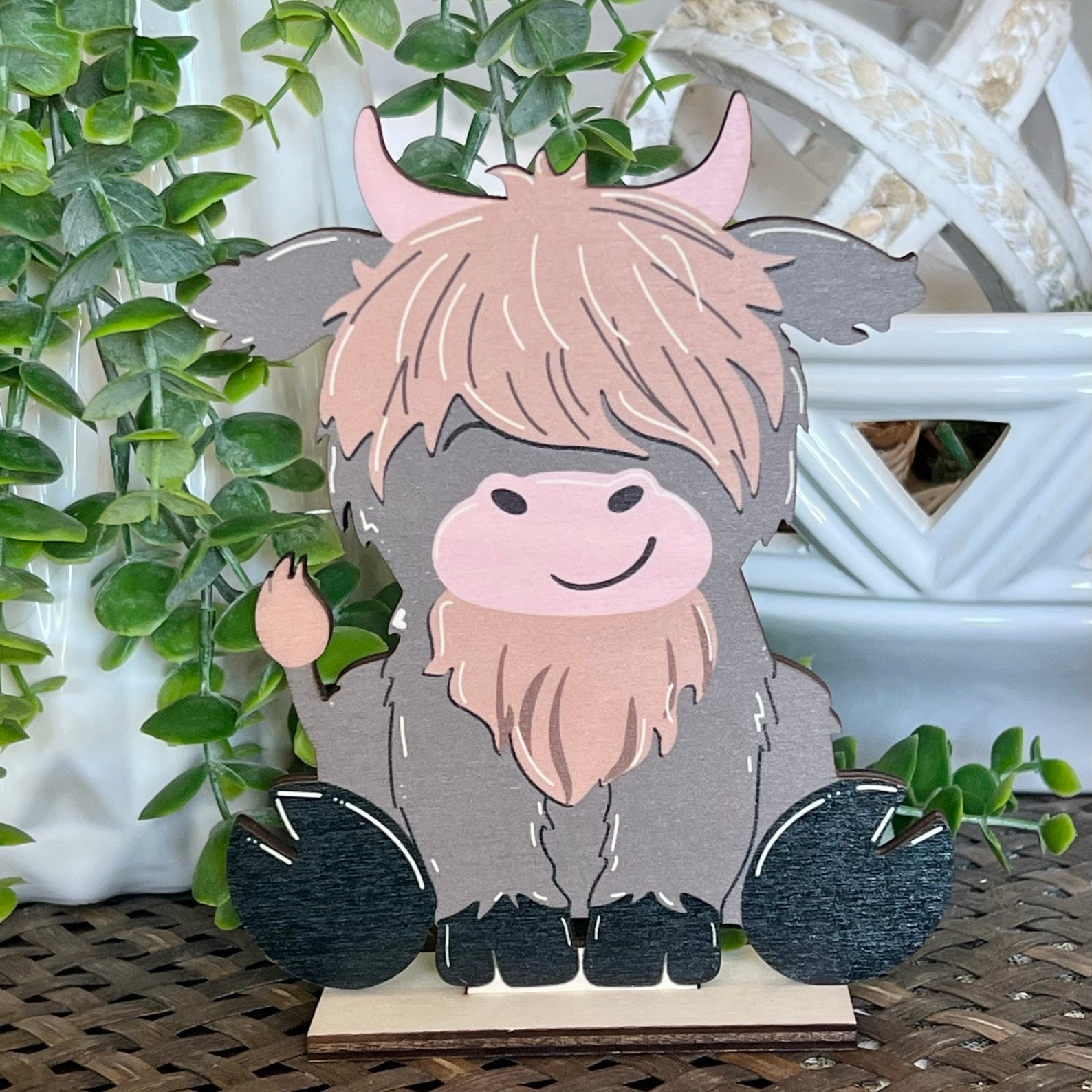 Cute Highland Cow Wooden Cow Decor Cow Decoration Shelf - Etsy