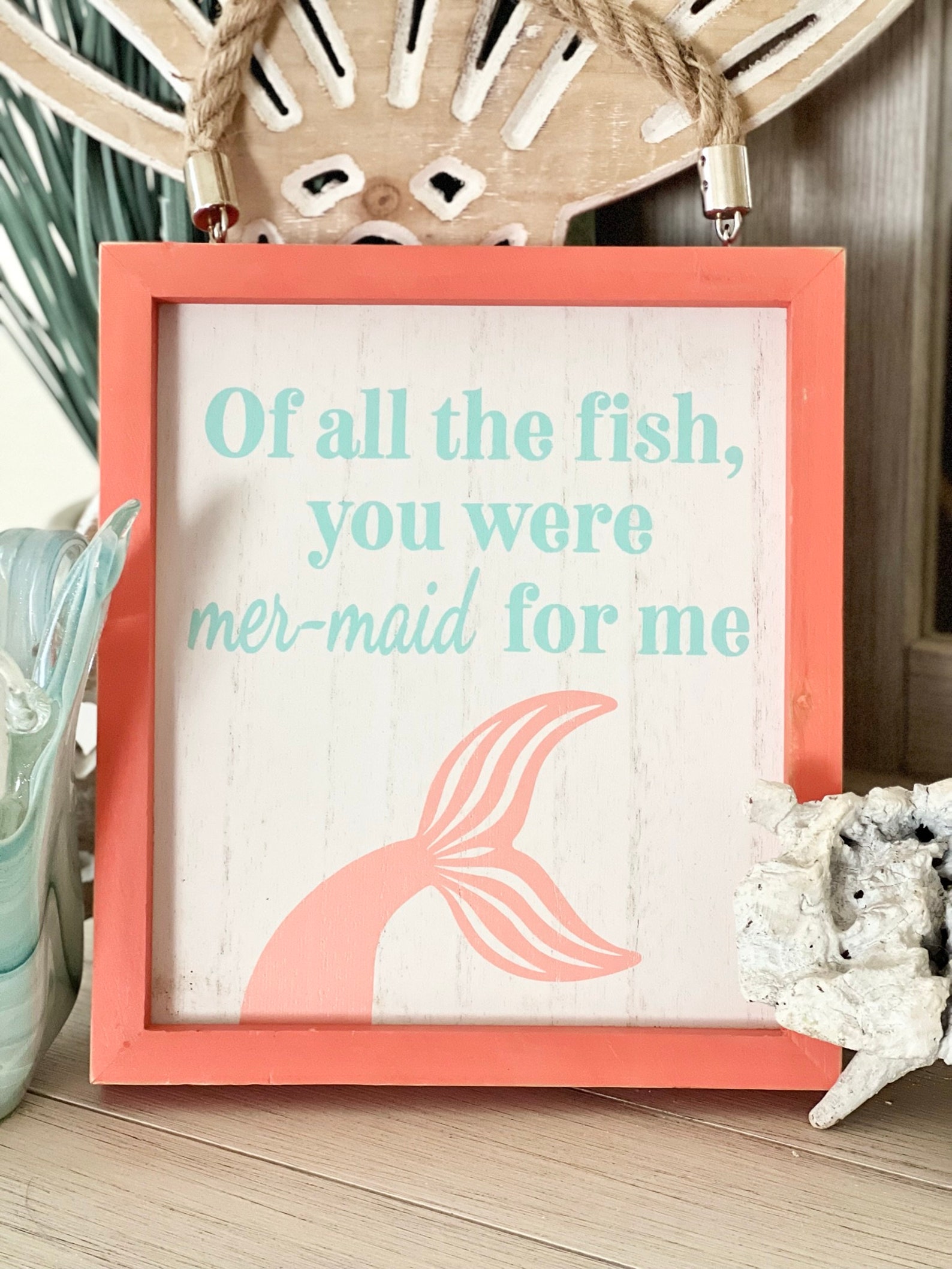 Mermaid Wood Framed Sign, Beach House Decor - Etsy