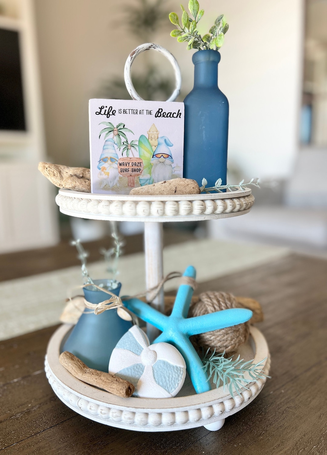 Beach Tier Tray Decor, Starfish Tray Decor, Ocean Decor, Beach Decor ...