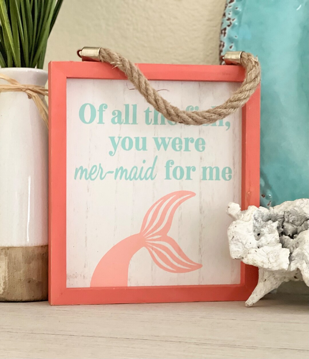Mermaid Wood Framed Sign, Beach House Decor - Etsy
