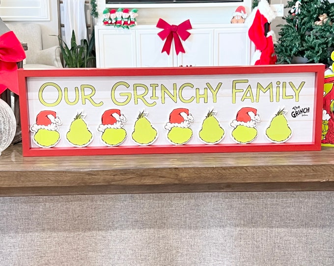 Personalized Grinch Family Sign, DIY Christmas Decor - Etsy