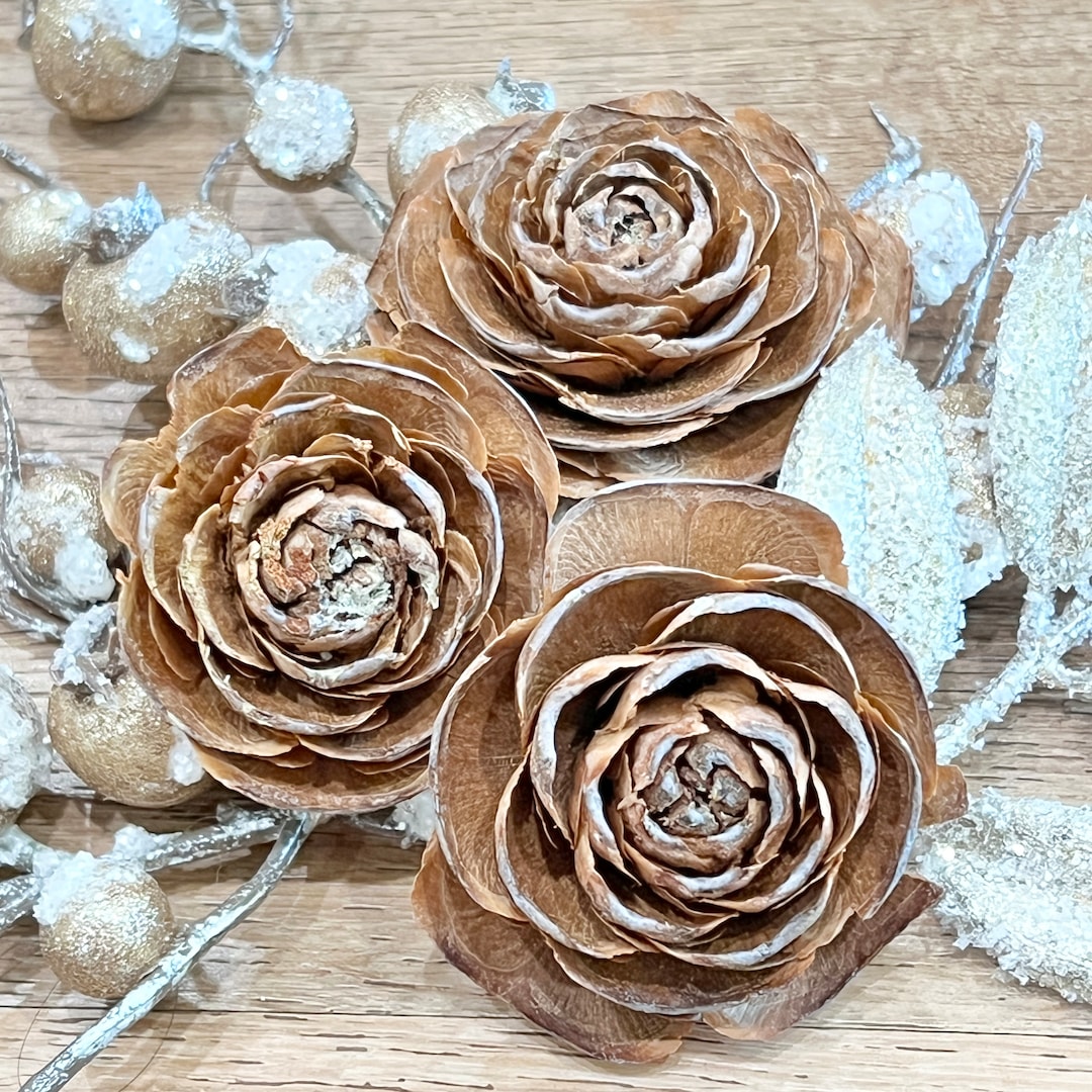 Set of 3 Pine Cone Flowers, Pine Cones for Decorating, Rustic Decor ...