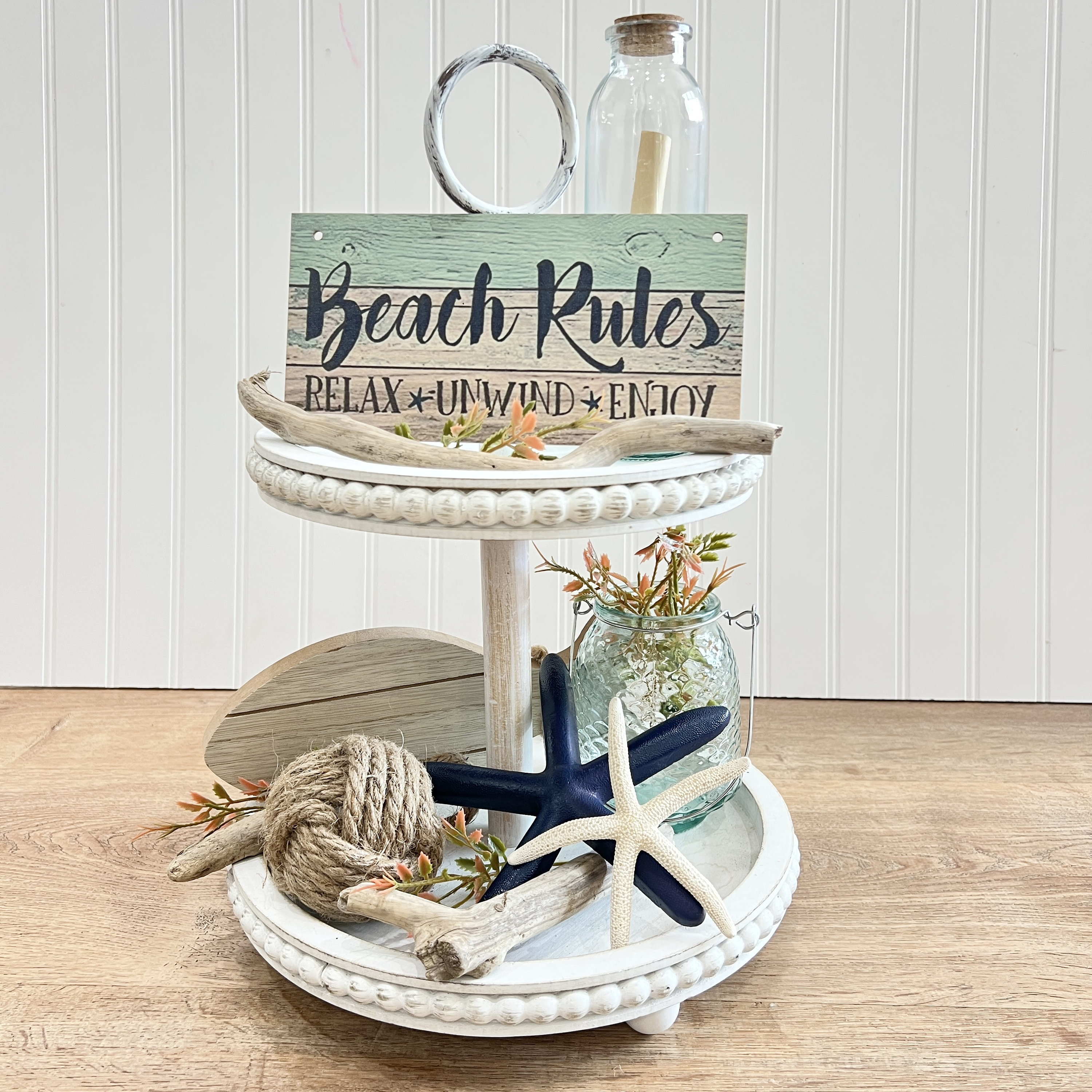 Beach Tier Tray Decor, Starfish Tray Decor, Ocean Decor, Beach Decor ...