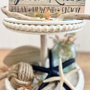 Beach Tier Tray Decor, Starfish Tray Decor, Ocean Decor, Beach Decor ...