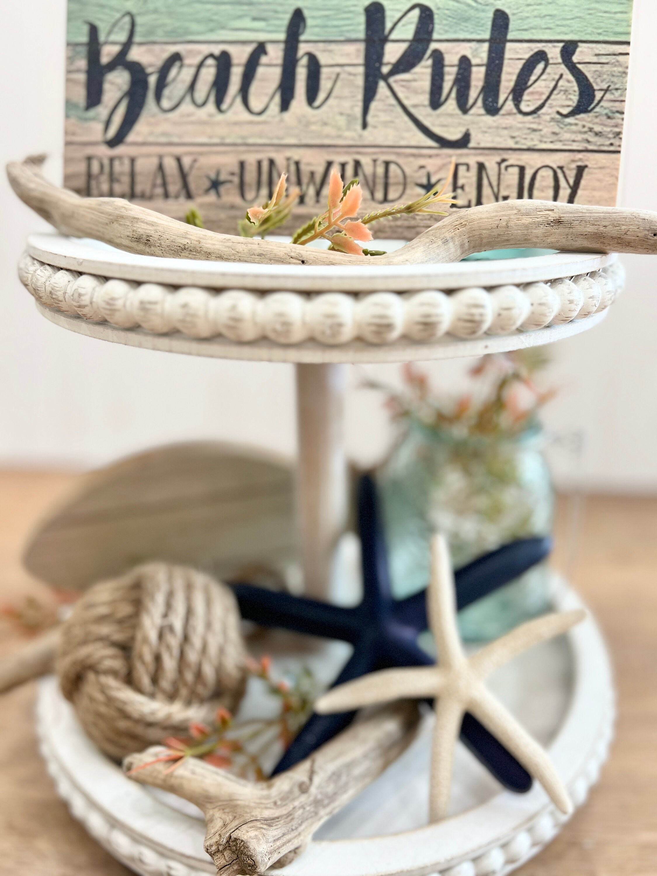 Beach Tier Tray Decor, Starfish Tray Decor, Ocean Decor, Beach Decor ...