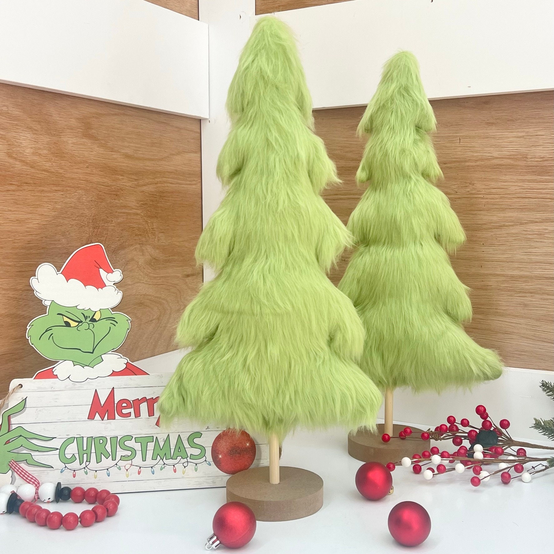 Fluffy Grinch Christmas Tree, Whoville Decor (10x14x4) - Etsy